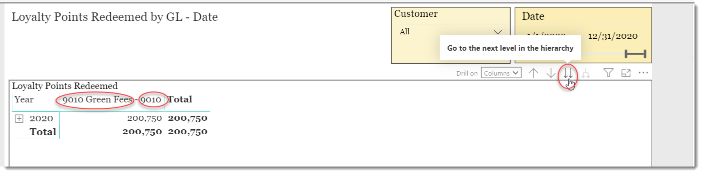 Loyalty Points Redeemed by GL - Date (and - Description)