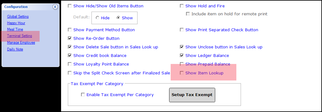 F&B Item Lookup