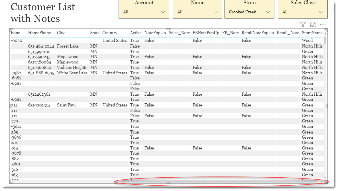 Customer List with Notes