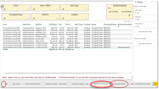 Transaction Summary Transaction Detail