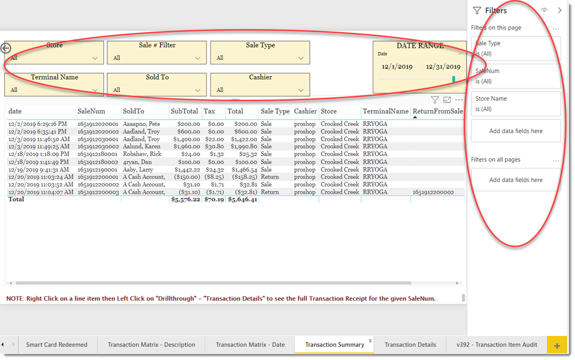 Transaction Summary Transaction Detail