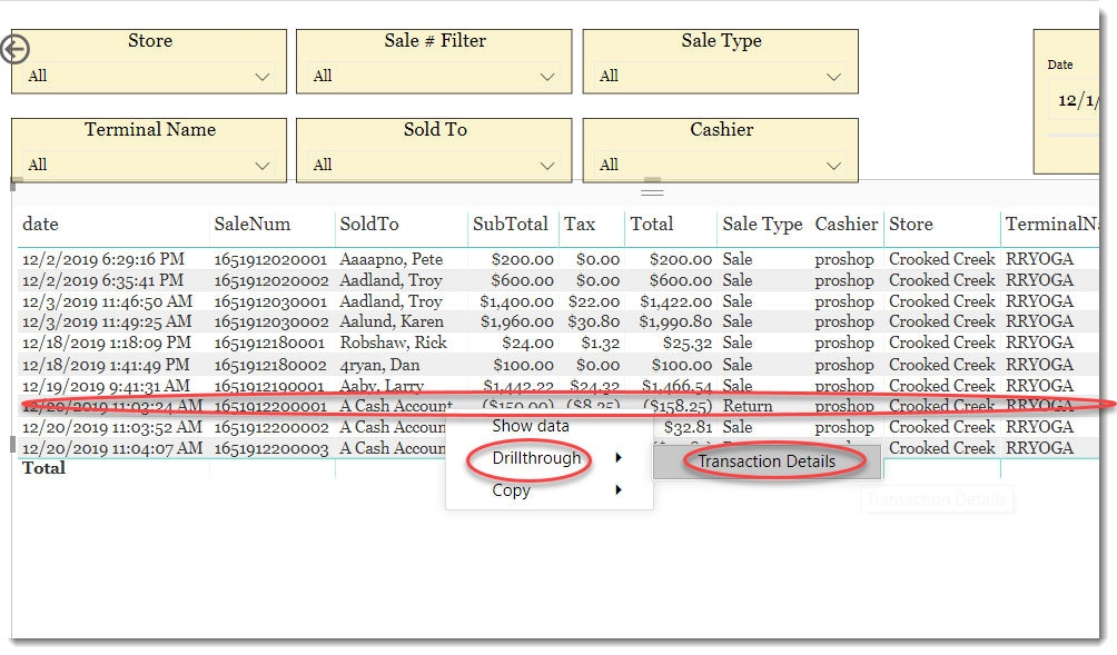 Transaction Summary Transaction Detail