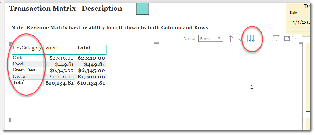 Transaction Matrix – Description (and - Date)