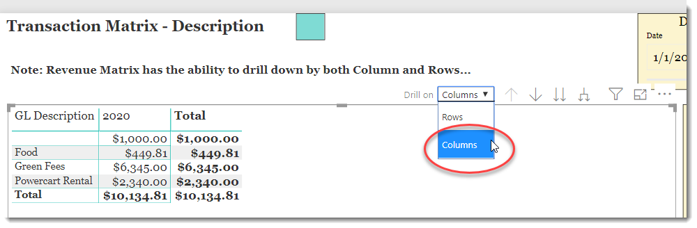 Transaction Matrix – Description (and - Date)