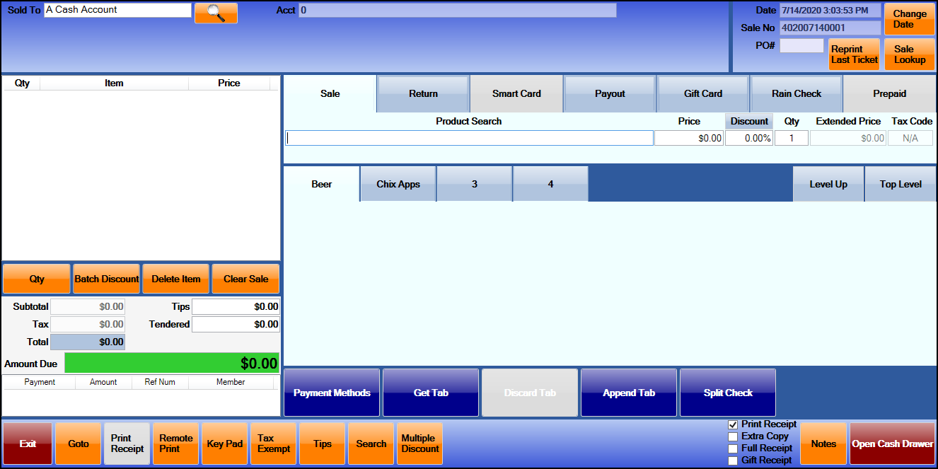 Overview of the Sales module in POSExpress